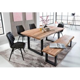 Esstisch Home Affaire "Tristan", wei&szlig; (wei&szlig;, schwarz, wei&szlig;), B:280cm H:77cm T:110cm, Tische, Esstisch, mit Baumkante