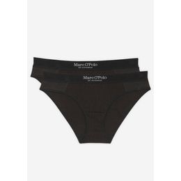 Marc O'Polo Slip MARC O'POLO "Iconic Rib woven", Damen, Gr. XL, 2 Stk., schwarz (990schwarz), Feinripp, Obermaterial: 95% Baumwolle, 5% Elasthan, eng, Unterhosen Slip, mit feingeripptem, elastischem Bund