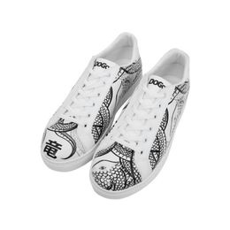 Sneaker DOGO "Ace Low-Top Sneaker The Power Of The Dragon Damen Sneaker", Damen, Gr. 45, Normalschaft, wei&szlig;, Lederimitat, Schuhe Sneaker, Handgefertigt