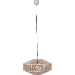 Trio LEUCHTEN Pendelleuchte "SVEA, H&auml;ngelampe beige aus Baumwolle im Boho-Look H&ouml;he 150 cm", cremewei&szlig;, beige, 1, &Oslash; 46cm H: 150cm, 1 Stk., Leuchten, H&auml;ngeleuchte Schlafzimmer / Wohnzimmer exkl 1x E27 max 10W, Pendelleuchte