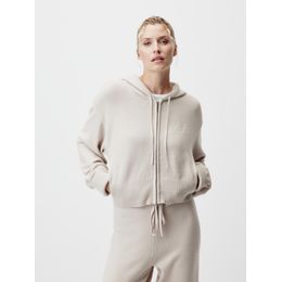 Kapuzenstrickjacke LEGER "Cornelia, LeGer by Lena Gercke", Damen, Gr. 44, beige, Strick, Obermaterial: 52% Viskose, 28% Polyester, 20% Polyamid, unifarben, regular fit taillenbedeckt, Rundhals, eingesetzt Rippstrickb&uuml;ndchen, Strickjacken, Regular fit mit Kapuze