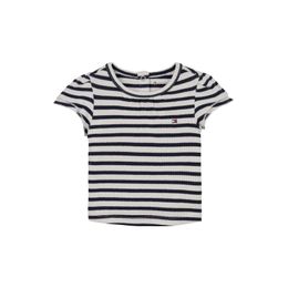 T-Shirt Tommy Hilfiger "STRIPED RIB TEE SS", M&auml;dchen, Gr. 86, blau (schwarz night navy), Rippware, Obermaterial: 95% Baumwolle, 5% Elasthan, gestreift, normal, Rundhals, Lagenoptik, Shirts T-Shirt, mit Streifenmuster