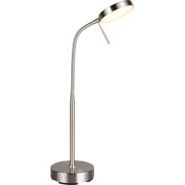 REALITY LEUCHTEN LED Schreibtischlampe "MORENO, Akku LED Tischleuchte warmwei&szlig; bis kaltwei&szlig; 2700-4000-6000K", silber (nickel), 1, H: 45cm, 1 Stk., Leuchten, dimmbar, Lesearm schwenkbar, induktive Ladestation per USB-C aufladbar, LED Schreibtischlampe