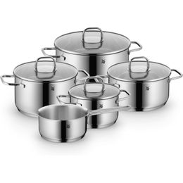 Topf-Set WMF "Inspiration Induktion, Kochtopf Set mit Glasdeckel", silber (edelstahlfarben), T&ouml;pfe, f&uuml;r alle Herdarten geeignet, unbeschichtet