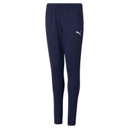 Trainingshose Puma "TEAMRISE POLY TRAINING PANTS JR", Kinder, Gr. 152, N-Gr, blau (peacoat, Puma wei&szlig;), Piqu&eacute;, Obermaterial: 100% Polyester, unifarben, regular fit normal, Hosen Trainingshose, Regular Fit, f&uuml;r intensive Einheiten und sportliche Aktivit&auml;ten