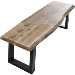 Bank Home Affaire "Tristan", beige (natur, schwarz), B:240cm H:45cm T:38cm, Sitzb&auml;nke, aus Massivholz Eiche
