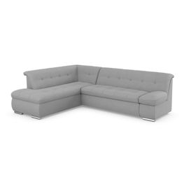 Ecksofa DOMO collection "MONA 271x213 cm, modern und komfortabel", silber, B:271cm H:80cm T:213cm, Struktur fein 100% Polyester;Chenilleoptik 100% Polyester, Sofas, Ecksofa, whlw. mit Bett- und Armlehnfunktion, L-Form