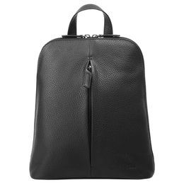 Cityrucksack Betty Barclay, Damen, Gr. B/H/T: 33cm x 24cm x 9cm, onesize, schwarz, Leder, Rindsleder, unifarben, Rucks&auml;cke Cityrucksack, echt Leder