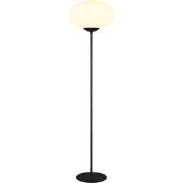 Trio LEUCHTEN Stehlampe "FOMENTO, Stehleuchte mit Glasschirm &Oslash; 40cm, exkl 1x E27 max 40W", schwarz matt, 1, &Oslash; 40cm H: 150cm, 1 Stk., Leuchten, Stehleuchte Metall mit Glas Lampenschirm, Glas opalwei&szlig; H&ouml;he 150cm, Stehlampe