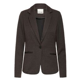 Blusenblazer Ichi "Blazer IHKATE", Damen, Gr. L, braun (schwarz braun herringbone), Obermaterial: 73% Polyester PES. 25% Viskose CV. 2% Elasthan EL., Blazer Blusenblazer