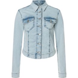 Jeansjacke MAC "RICH JACKET", Damen, Gr. M, blau (bleached japan blau), Denim/Jeans, Obermaterial: 89% Baumwolle, 8% Polyester, 3% Elasthan, figurbetont, Jacken Jeansjacke, aus leichter, sommerlicher Denim-Qualit&auml;t mit hohem Baumwoll-Anteil