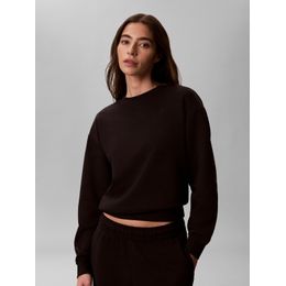 Sweatshirt Calvin Klein Jeans "RELAXED MONOGRAM FRENCH TERRY", Damen, Gr. XS, schwarz, Sweatware, Obermaterial: 100% Baumwolle, unifarben, relaxed fit taillenbedeckt, Rundhals, eingesetzt Rippb&uuml;ndchen, Sweatshirts Sweatshirt, Relaxed fit mit Rundhalsausschnitt