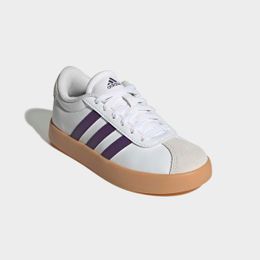 Sneaker adidas Sportswear "VL COURT 3.0", Kinder, Gr. 32, ftwwht, violet, gum3, Leder, Synthetik, Schuhe Sneaker, inspiriert vom Design des adidas samba, f&uuml;r Kinder & Jugendliche