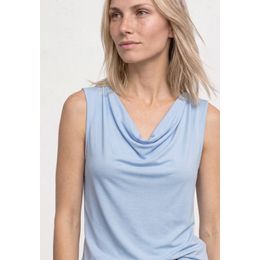Shirttop Street One, Damen, Gr. 34, cashmere blau, Stoff, 70% Modal, 30% Polyester, unifarben, normal normal, Wasserfallausschnitt, abgesteppt, Tops Shirttop, im Silk Look