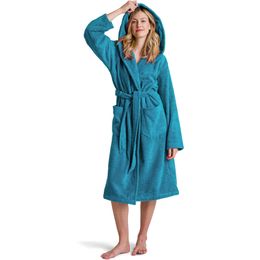 M&ouml;ve Unisex-Bademantel M&Ouml;VE "Superwuschel Kapuze, ideal f&uuml;r Sauna & Spa, Hotelbademantel" Gr. XS, blau (lagoon), L:120cm, Walkfrottier, Hausm&auml;ntel, in Uni