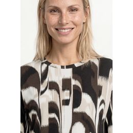 Rundhalsshirt Street One, Damen, Gr. 34, espresso braun, Stoff, 95% Viskose, 5% Elasthan, gemustert, regular fit normal, Rundhals, abgesteppt, Shirts Rundhalsshirt, aus strecthigem Viskosematerial