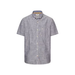 Kurzarmhemd Camel Active, Herren, Gr. L, N-Gr, schwarz navy, Web, Obermaterial: 100% Baumwolle, gestreift, normal h&uuml;ftbedeckend, Rundhals, Hemden, Kurzarm, aus Baumwolle, mit Streifen-Design, normale Passform