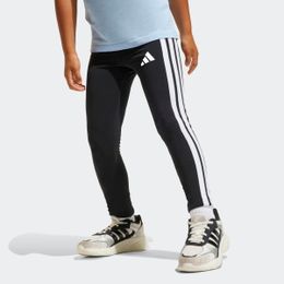 Leggings adidas Sportswear "LG 3S LEG 230", M&auml;dchen, Gr. 104, N-Gr, schwarz-wei&szlig; (schwarz, wei&szlig;,), Obermaterial: 93% Baumwolle, 7% Elasthan, Hosen Leggings, sportlicher Stil mit 3-Streifen, f&uuml;r Kinder, mit Gummizug