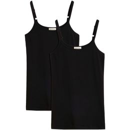 Shirttop bonprix, Damen, Gr. 36/38 (S), schwarz, schwarz, Jersey, Obermaterial: 95% Baumwolle, 5% Elasthan, slim fit, Tops Shirttop, Slim fit, ohne &Auml;rmel, langer Schnitt, aus Baumwolle mit Elasthan