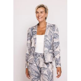Kurzblazer Zhrill "BETSY", Damen, Gr. L, sand, Web, Obermaterial: 67% Polyester, 28% Viskose, 5% Elasthan, bedruckt, tailliert taillenlang, Rundhals, Blazer Kurzblazer, modern, taillierte Passform, aus Baumwollmischung, 1-Knopf-Form