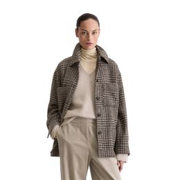 Marc O'Polo Outdoorjacke MARC O'POLO "aus Wolle-Mix", Damen, Gr. 36, schwarz, Obermaterial: 50% Wolle, 40% Polyacryl, 5% Polyester, 5% Sonstige Fasern, kariert, loose fit, Jacken Outdoorjacke