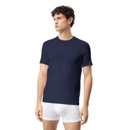 T-Shirt Mey "Hybrid", Herren, Gr. L, blau (yacht blau), Jersey, Obermaterial: 57% Baumwolle, 38% Polyester, 5% Elasthan, k&ouml;rpernah h&uuml;ftlang, Rundhals, Shirts T-Shirt, Geruchshemmend, Atmungsaktiv, Anti-Schwei&szlig;fleck
