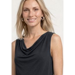 Shirttop Street One, Damen, Gr. 34, schwarz, Stoff, 70% Modal, 30% Polyester, unifarben, normal normal, Wasserfallausschnitt, abgesteppt, Tops Shirttop, im Silk Look