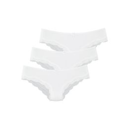 Lascana Slip wei&szlig; Gr. 40/42 f&uuml;r Damen. Mit Schleife, Spitze. K&ouml;rpernah. Nachhaltig.