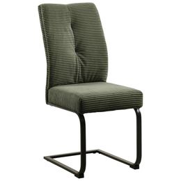CARRYHOME Schwingstuhl, Gr&uuml;n, Schwarz, Metall, Textil, Flachrohr, C-Form, 44x99x62 cm, Stoffauswahl, Esszimmer, St&uuml;hle, Esszimmerst&uuml;hle, Schwingst&uuml;hle
