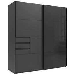 Boxxx Schwebet&uuml;renschrank, Graphit, Schwarz, Glas, Holzwerkstoff, 4 F&auml;cher, 3 Schublade(n) Schubladen, 180x198x65 cm, BQ - B&uuml;ndnis f&uuml;r Qualit&auml;t, Made in Germany, DIN EN ISO 9001, umfangreiches Zubeh&ouml;r erh&auml;ltlich, in verschiedenen Gr&ouml;&szlig;en erh&auml;ltlich, Kinder- & Jugendzimmer, Jugendm&ouml;bel, Jugendkleiderschr&auml;nke