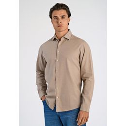 Langarmhemd LINDBERGH "Freizeithemd (Langarm) Relaxed Fit", Herren, Gr. M, Normalgr&ouml;&szlig;en, beige (dk sand), Obermaterial: 98% Baumwolle, 2% Elasthan, Hemden