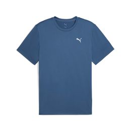 Trainingsshirt Puma "M TAD ESSENTIALS SOLID CAT TEE LC SMALL CAT", Herren, Gr. XXL, blau (schwarz indigo), Jersey, Obermaterial: 100% Polyester, regular fit normal, Rundhals, Shirts, ergonomischer Schnitt, Kurzarm, Trainings-T-Shirt