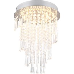 REALITY LEUCHTEN LED Deckenleuchte "POMP, LED Deckenlampe 18W 2400 Lumen CCT 2700-6500K &Oslash; 30cm H.40cm", chrom, transparent, 1, &Oslash; 30cm H: 40cm, 1 Stk., Leuchten, chromfarbige Deckenleuchte mit glitzerndem Acryl Behang, Fernbedienung, LED Deckenleuchte