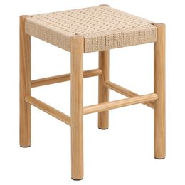 Stuhl ACTONA GROUP "Alvin, Hocker", beige (, natur, natur, off, wei&szlig;), B:35cm H:45cm T:35cm, Holzwerkstoff, St&uuml;hle, Stuhl, Hocker, off-white Papiergeflecht, mit geflochtenem Muster, 35x35x45cm