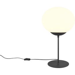Trio LEUCHTEN Tischleuchte "FOMENTO, Tischlampe mit Glasschirm &Oslash; 30cm, exkl 1x E27 max 40W", schwarz (schwarz matt), 1, &Oslash; 30cm H: 52cm, 1 Stk., Leuchten, Tischleuchte Metall mit Glas Lampenschirm, Glas opalwei&szlig; H&ouml;he 52cm, Tischleuchte