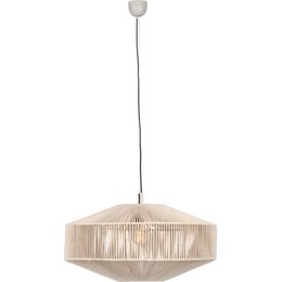 Trio LEUCHTEN Pendelleuchte "SVEA, H&auml;ngelampe beige aus Baumwolle im Boho-Look H&ouml;he 150 cm", cremewei&szlig;, beige, 1, &Oslash; 61cm H: 150cm, 1 Stk., Leuchten, H&auml;ngeleuchte Schlafzimmer / Wohnzimmer exkl 1x E27 max 10W, Pendelleuchte