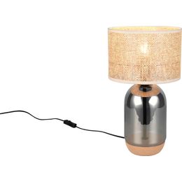 Trio LEUCHTEN Tischleuchte "TARA, Tischlampe, Fu&szlig; aus Glas & Kork, Lampenschirm aus Strohgeflecht", natur, chromfarben, 1, &Oslash; 25cm H: 43cm, 1 Stk., Leuchten, exkl 1x E27 max 10W, &Oslash; 25cm, Schnurschalter, Tischleuchte