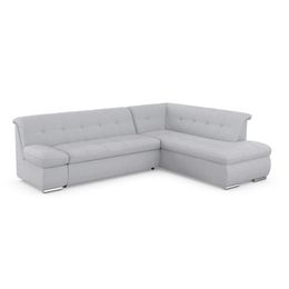 Ecksofa DOMO collection "MONA 271x213 cm, modern und komfortabel", silber, B:271cm H:80cm T:213cm, Struktur fein 100% Polyester;Chenilleoptik 100% Polyester, Sofas, Ecksofa, whlw. mit Bett- und Armlehnfunktion, L-Form