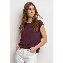 T-Shirt Street One, Damen, Gr. 42, rustic rouge, Stoff, 95% Viskose, 5% Elasthan, unifarben, normal normal, U-Boot-Ausschnitt, abgesteppt, Shirts T-Shirt, aus strecthigem Viskosematerial