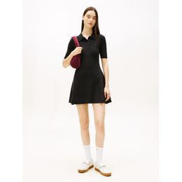 Polokleid Tommy Jeans "TJW F&F SWEATER POLO MINI DRESS", Damen, Gr. XL (42), N-Gr, schwarz, Jersey, Obermaterial: 80% Baumwolle, 20% Polyamid, unifarben, kurz, Kleider