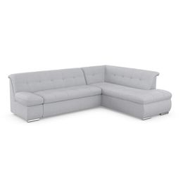 Ecksofa DOMO collection "MONA 271x213 cm, modern und komfortabel", silber, B:271cm H:80cm T:213cm, Struktur fein 100% Polyester;Chenilleoptik 100% Polyester, Sofas, Ecksofa, whlw. mit Bett- und Armlehnfunktion, L-Form