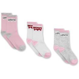 Socken LEVI'S KIDS "BATWING REGULAR CUT 3PK", M&auml;dchen, Gr. 6/7 (27/35), grau (rosa, wei&szlig;, grau), Polyester, Socken Socken, for BOYS