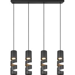 Trio LEUCHTEN Pendelleuchte "STREAM, H&auml;ngelampe mit Metallschirm, exkl GU10 max 10W", schwarz matt, 4, &Oslash; 7,5cm H: 150cm, 1 Stk., Leuchten, H&ouml;he einstellbar max 150 cm, Moderne H&auml;ngeleuchte Wohnzimmer B&uuml;ro, Pendelleuchte
