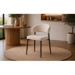 Esszimmerstuhl ACTONA GROUP "Edina 2er Set, Stoff - bequem & stilvoll, mehrere Farben, moderne", beige, B:56cm H:77cm T:55cm, 100% Polyester, St&uuml;hle, Esszimmerstuhl, Gepolstert, weicher Bezug & hoher Sitzkomfort, schwarze Stahlbeine