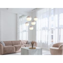 Globo LIGHTING H&auml;ngeleuchte "RAGUSA", sandfarben matt, 5, &Oslash; 75cm H: 120cm, 1 Stk., Leuchten, sandfarbene Pendelleuchte, Mix-Glaskugeln, E27, h&ouml;henk&uuml;rzbar, H&auml;ngeleuchte
