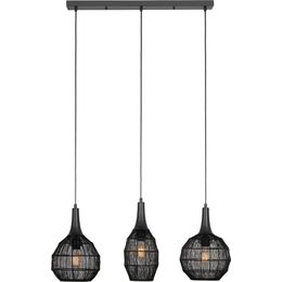 Trio LEUCHTEN Pendelleuchte "SORAYA, 3-flammige H&auml;ngelampe mit Drahtgeflecht Lampenschirm", schwarz matt, 3, H: 150cm, 1 Stk., Leuchten, exkl 3x E27 max 10W, 86 x 26 cm, H&ouml;he bis 150 cm einstellbar, Pendelleuchte