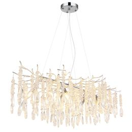 Globo LIGHTING H&auml;ngeleuchte "KINGA", silberfarben matt, 10, H: 120cm, 1 Stk., Leuchten, Eleganter Kristallluster in moderner Silberoptik, H&auml;ngeleuchte