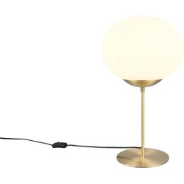 Trio LEUCHTEN Tischleuchte "FOMENTO, Tischlampe mit Glasschirm &Oslash; 30cm, exkl 1x E27 max 40W", gold (messing matt), 1, &Oslash; 30cm H: 52cm, 1 Stk., Leuchten, Tischleuchte Metall mit Glas Lampenschirm, Glas opalwei&szlig; H&ouml;he 52cm, Tischleuchte