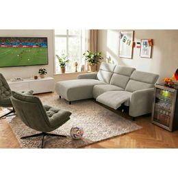 Ecksofa OTTO HOME "SKAANE Struktur, L-Form, 274 cm, manuelle/elektrische Relaxfunktion", beige, B:274cm H:100cm T:181cm, 100% Polyester, Sofas, Ecksofa, 274 cm, mit Kopfteilverstellung und man. oder elektr. Relaxfunktion