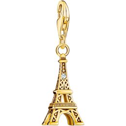 Charm-Einh&auml;nger Thomas Sabo "Eiffelturm mit wei&szlig;em Zirkonia", gold (gelbgoldfarben, wei&szlig;, wei&szlig;), Charms, Damen, Silber 925 (recycelt), mit Zirkonia (synth.)